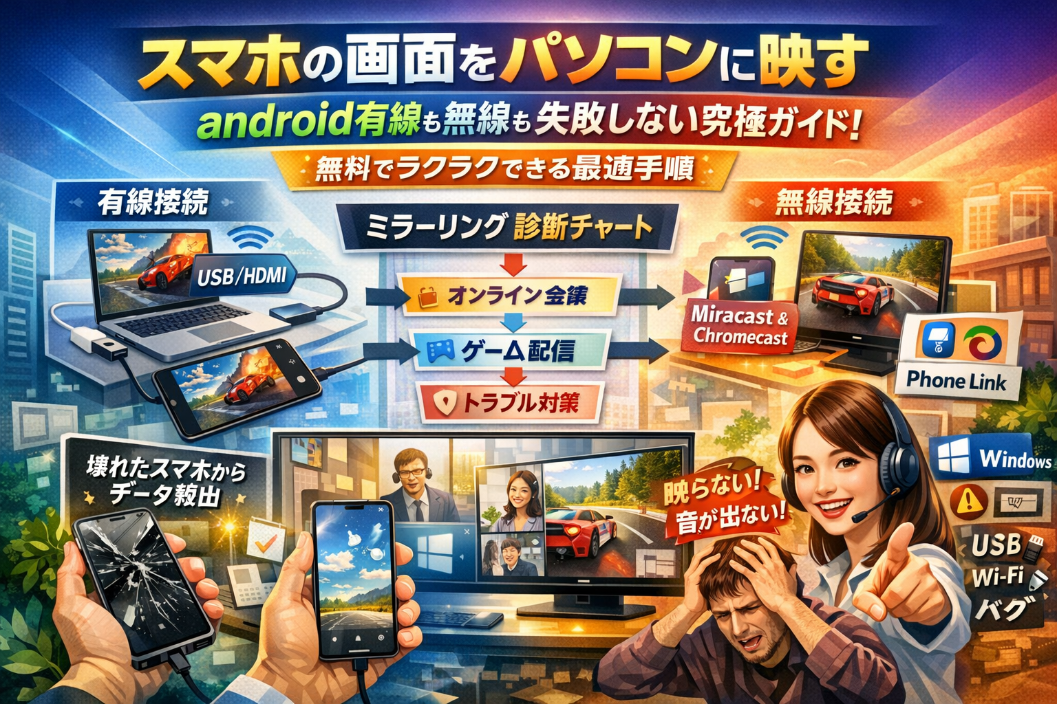 スマホの画面をパソコンに映すandroid有線も無線も失敗しない究極ガイド！無料でラクラクできる最適手順 - ハウスケアラボ