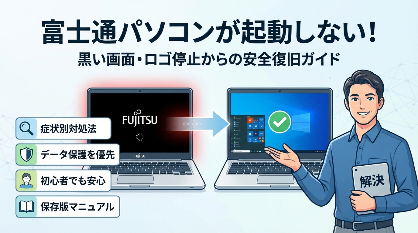 富士通のパソコンが起動しない黒い画面やロゴ停止に悩んだときの安全復旧ガイド - ハウスケアラボ