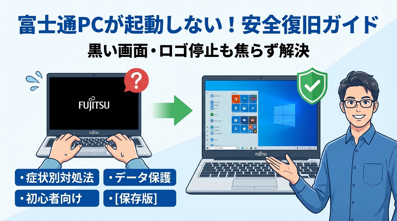富士通のパソコンが起動しない黒い画面やロゴ停止に悩んだときの安全復旧ガイド - ハウスケアラボ