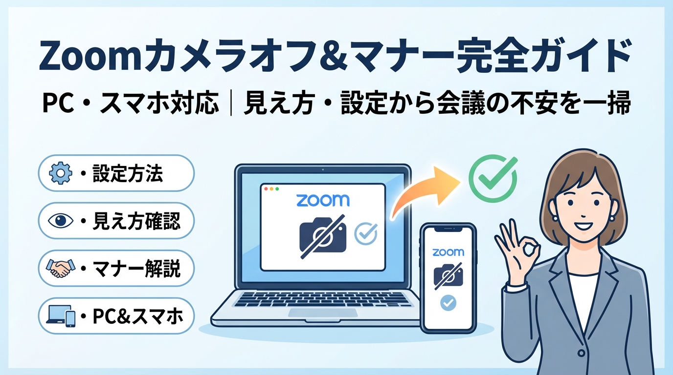 zoomのカメラオフ設定と見え方・確認方法PCやスマホ会議やウェビナーマナー完全ガイド - ハウスケアラボ