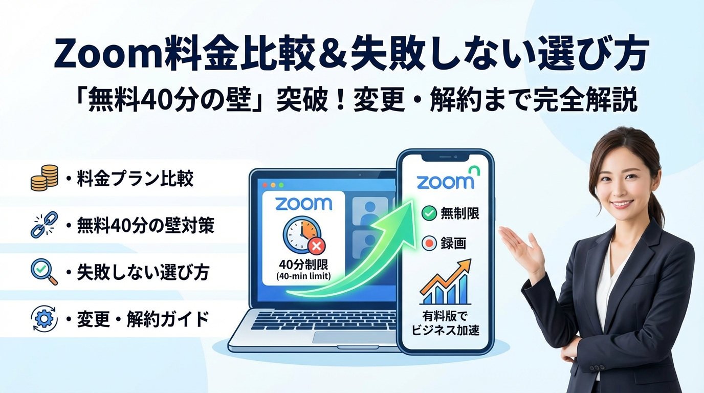 zoomプランの料金比較と失敗しない選び方が気になる方必見！無料40分の壁や変更・解約までまるごと解説 - ハウスケアラボ